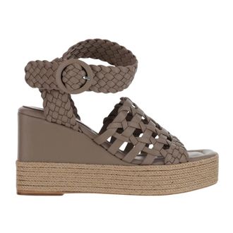 Paloma Barcel&oacute; Geflochtene Leder Keil Sandale Taupe - - Shoes - Damen - Beige - 37 EU