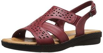 Easy Street Womens Bolt Flat Sandal, Red, 10 Wide