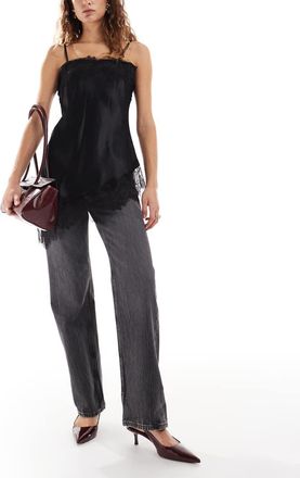Calvin Klein Jeans Signature - Jean droit style ann&eacute;es 90 - Noir d&eacute;lav&eacute;