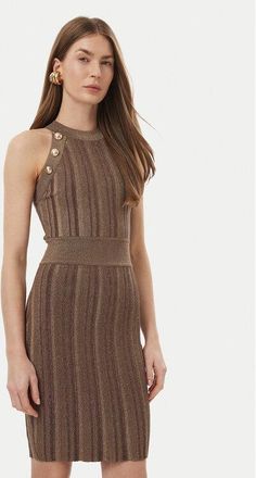 Guess Strickkleid G6BK40 Z1923 Goldfarben Slim Fit