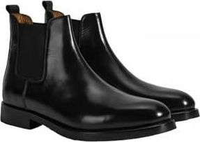 Desa Bottines Man - Tige en Cuir, Bout Rond, Semelle Plate, Lacets &eacute;lastiques, Respirantes | Noir - 43