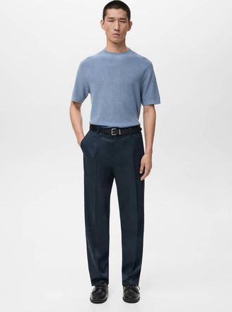 Mango Pantalon regular-fit fluide pinces bleu marine - Homme - 38 - MANGO MAN