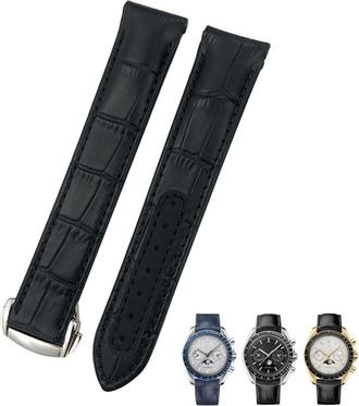 Generic 19 mm 20 mm 21 mm gebogenes Leder-Rindsleder-Uhrenarmband, passend für Omega 300 AT150 Sxwatch-Armband