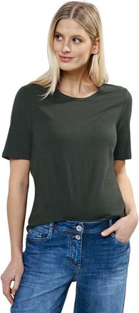 Cecil Damen Basic T-Shirt in Unifarbe strong khaki XS