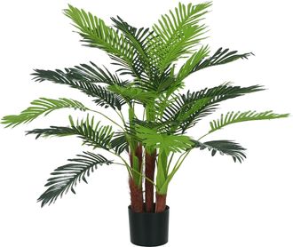 HOMCOM Künstliche Palme 100cm Kunstpalme mit 27 Palmenwedel Groß Kunstpflanze im Topf Kunstpflanzen Künstliche Pflanzen Wie Echt Zimmerpflanze für Wohnzimmer