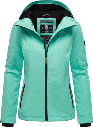 Marikoo leicht gefütterte Damen Übergangsjacke kurz Outdoor-Jacke mit Jersey-Innenfutter und großer Kapuze Brombeere Aqua Green Gr. XXL
