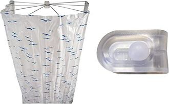 Ridder Sylt Duschspinne, Duschfaltkabine, Ombrella, blau, 170 cm & 50600-0 50600 Duschvorhangklammer Fix It zum fixieren von Duschvorhängen, transparent