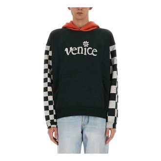ERL Venice Checker Sleeve Hoodie Knit - - Sweatshirts & Hoodies - Herren - Schwarzk - M