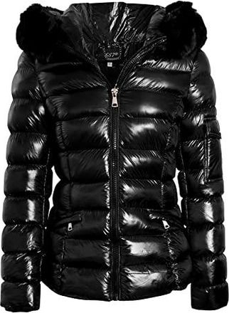 SS7 Femmes Veste dhiver matelassée Brillante avec Fausse Fourrure
