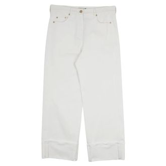 Max Mara Femme, Pantalons, Blanc, Taille: 40 FR Cervia Cropped Mid-Rise Wide-Leg Jeans