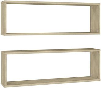 vidaXL &Eacute;tag&egrave;res Cube Murales 2 pcs, Supports Suspendus, Tablettes Flottantes, Meubles de Salon Salle de S&eacute;jour, Ch&ecirc;ne Sonoma Bois dIng&eacute;nierie