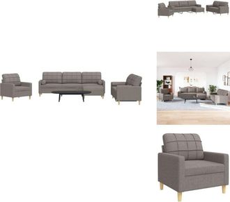 vidaXL 4-tlg. Sofagarnitur mit Fußhocker & Dekokissen Taupe Stoff - Sofagarnitur - Sofagarnituren - Sofa - Sofa Set