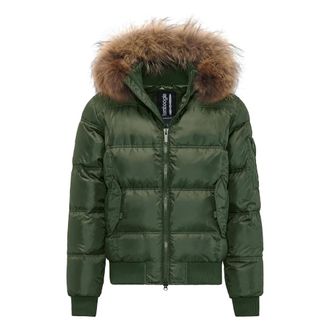 Bomboogie Homme, Vestes, Vert, Taille: 3XL Bomber rembourr&eacute; en plumes avec bordure en fourrure &eacute;paisse