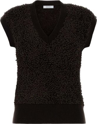 Ferragamo Homme, Pulls, Brun, Taille: 38 FR Top Boucl&eacute; Col V