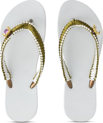 UZURII Slipper & Pantoletten - flip flop Green Macrame Switch - Gr. 37_38 - in Wei&szlig; - f&uuml;r Damen