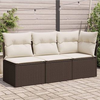 vidaXL vidaXL Canap&eacute; de jardin avec coussins 3 places brun r&eacute;sine tress&eacute;e