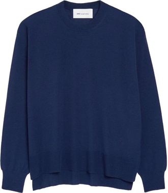 Ami Homme, Pulls, Bleu, Taille: L Pull Ras du Cou C&ocirc;tel&eacute;