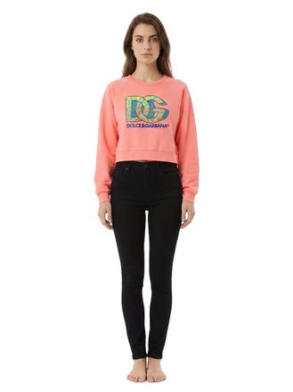 Dolce & Gabbana Logo-Print Cotton Sweatshirt - Pink