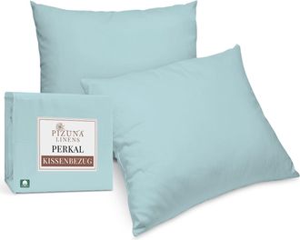 Pizuna Kissenbezug 80x80 cm 2er Set Baumwolle Baby blau, Atmungsaktiv 100% langstaplige Baumwolle in Perkalbindung Nur Kissenbezug (Baby blau Kissenbezug 2er