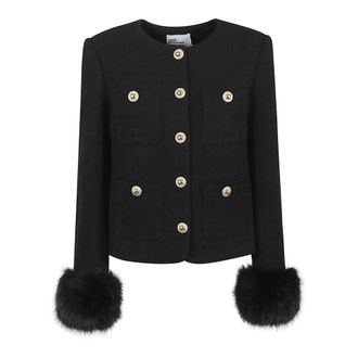 Self Portrait Femme, Vestes, Noir, Taille: 40 FR Boucle Fur Cuff Jacket