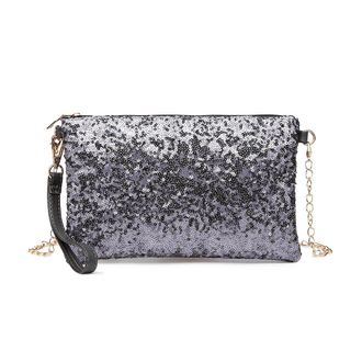 Miss Lulu Damen Fashion Pailletten Tasche Mini Clutch kleine Damen Kettentasche Umhängetasche für Hochzeiten, Dates und verschiedene Anlässe mit goldener Kette 