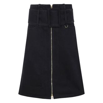 Patou Midi-Rock mit G&uuml;rtel und Rei&szlig;verschluss - - Skirts - Damen - Schwarzk - S