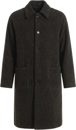 HUGO BOSS Manteau &agrave; carreaux en laine Cohn - Homme - Manteaux - Vert - Taille: M