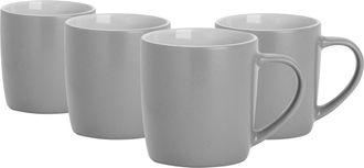 Argon Tableware 4X 350ml Matt Farbig Kaffeebecher - Grau - Keramik Steingut Tee Latté Cappuccino Tassen-Set mit Griff