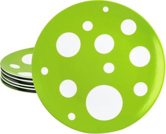 MamboCat Pula grün 6er Set Speiseteller I Ø 27cm I Porzellan-Essteller mit Punkten für 6 Personen I große Teller für Hauptmahlzeiten, zum Grillen & Co