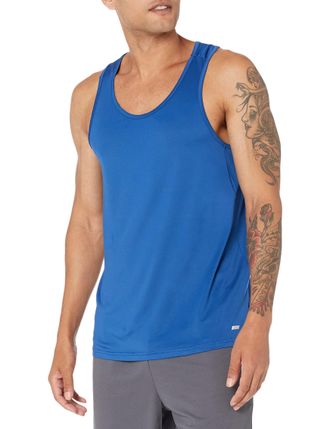 Amazon Essentials Herren Leichtes, Schnelltrocknendes Gym-Tanktop Aus Funktionsstretch, Kräftiges Blau, XS