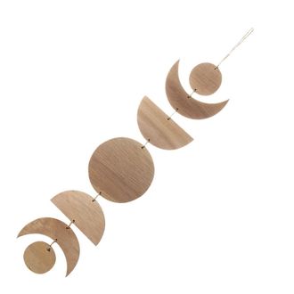 Hemobllo Rustikaler H&auml;ngender Holzanh&auml;nger in Sonnen und Mondform Kreative Wanddekoration f&uuml;r Wohnzimmer Caf&eacute; und Restaurant