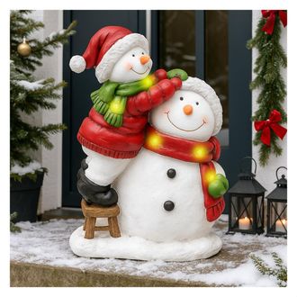 Com-Four LED Weihnachtsdeko Schneemann-Figuren - winterliches Wohnaccessoire für die Innenraumdekoration mit Beleuchtung - dekorativer Aufsteller zur Wohnraumd