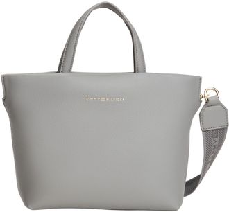 Tommy Hilfiger Damen Th Logotape Mini Tote Aw0aw17694 Tragetasche, Grey (Universal Grey)