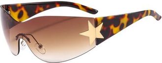 Generic Lunettes de soleil sans monture 2026 pour homme et femme - En forme détoile - Une pièce - Pour le sport et lextérieur, imprimé léopard, Taille unique