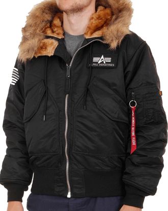 Alpha Industries Alpha Industries Herren 45P Hooded Custom Bomberjacke, Black/Reflective, XS