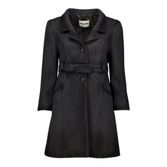 Miu Miu Einreihiger Doppel Wollmantel - - Coats - Damen - Grau - S