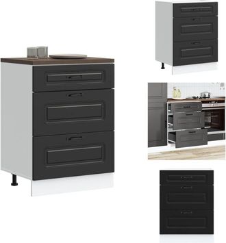 vidaXL Vidaxl - Armoire de cuisine Kalmar noir bois dingénierie - Armoire De Cuisine - Armoires De Cuisine - Meuble Dévier - Meuble Dévier De Cuisine