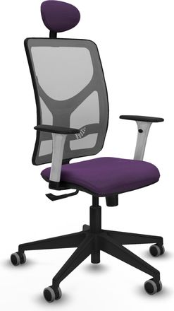 Piqueras y Crespo B&uuml;rostuhl aus Netzstoff, mit wei&szlig;en und schwarzen Armlehnen, h&ouml;henverstellbare Lendenwirbelst&uuml;tze und festes Kopfteil, ausgestattet mit 3 Positionen, 