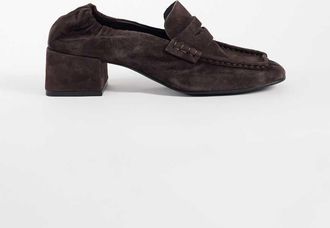 Steve Madden mocassins &agrave; talon carr&eacute; &agrave; bout carr&eacute; en daim marron