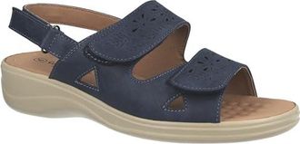 Cushion-Walk Sandales basses compensées triple réglable avec fermeture tactile Motif floral, bleu marine, 39 EU