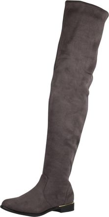 Elara Damen Stiefel Overknees Wildlederoptik Chunkyrayan EL502 Grey-41