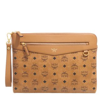 MCM Pochettes - Diamond Visetos Flat Pouch Med, One Size - Gr. unisize - in Cognacbraun - für Damen