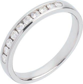 Edenly Trauring zur Hälfte mit Diamanten besetzt in Weissgold - Kanalfassung - 0.25 Karat - 10 Diamanten