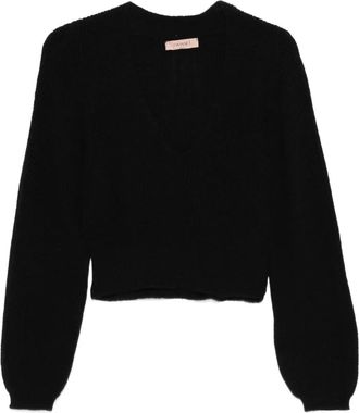 Twin-Set pull à col v - Noir