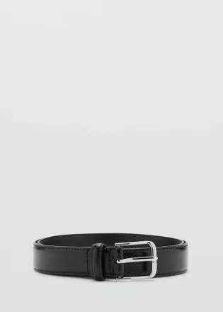 Mango Ceinture cuir boucle noir - Homme - 100 - MANGO MAN