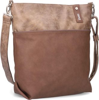 zwei Damen Umhängetasche Jana J12 Crossbody Bag 9 L Handtasche Bicolor Canvas-Stil passender Kosmetikbeutel extra Schultergurt & Schlüsselband, Schultertas