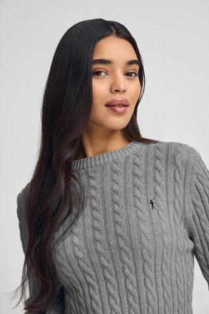 Polo Club Pullover grau meliert mit Rundhalskragen aus Wollgemisch mit gesticktem Rigby Go-Logo