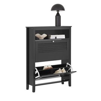 SoBuy Armoire à Chaussures, Commode à Chaussures avec 2 Abattants, Meuble de Rangement à Chaussures, Meuble dEntrée, Rangement pour Chaussures, pour Couloir