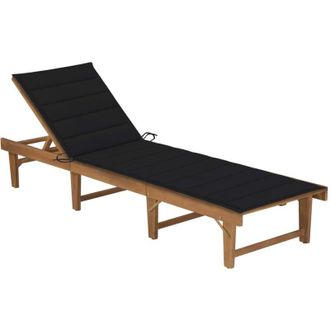 vidaXL Vidaxl - Chaise longue pliable avec coussin Bois dacacia solide