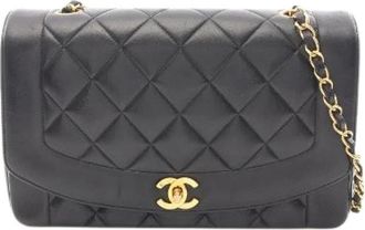 Chanel Sac bandouli&egrave;re Matelass&eacute; Diana en cuir dagneau Pre-owned - Femme - Pre-owned - Noir - Taille: ONE Size